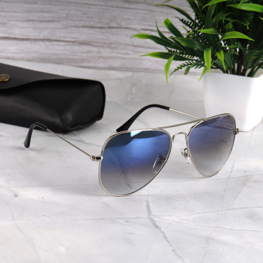 Classic Pilot 3O26 Silver-Blue DC Sunglass | UV 400 | JUO INDIA
